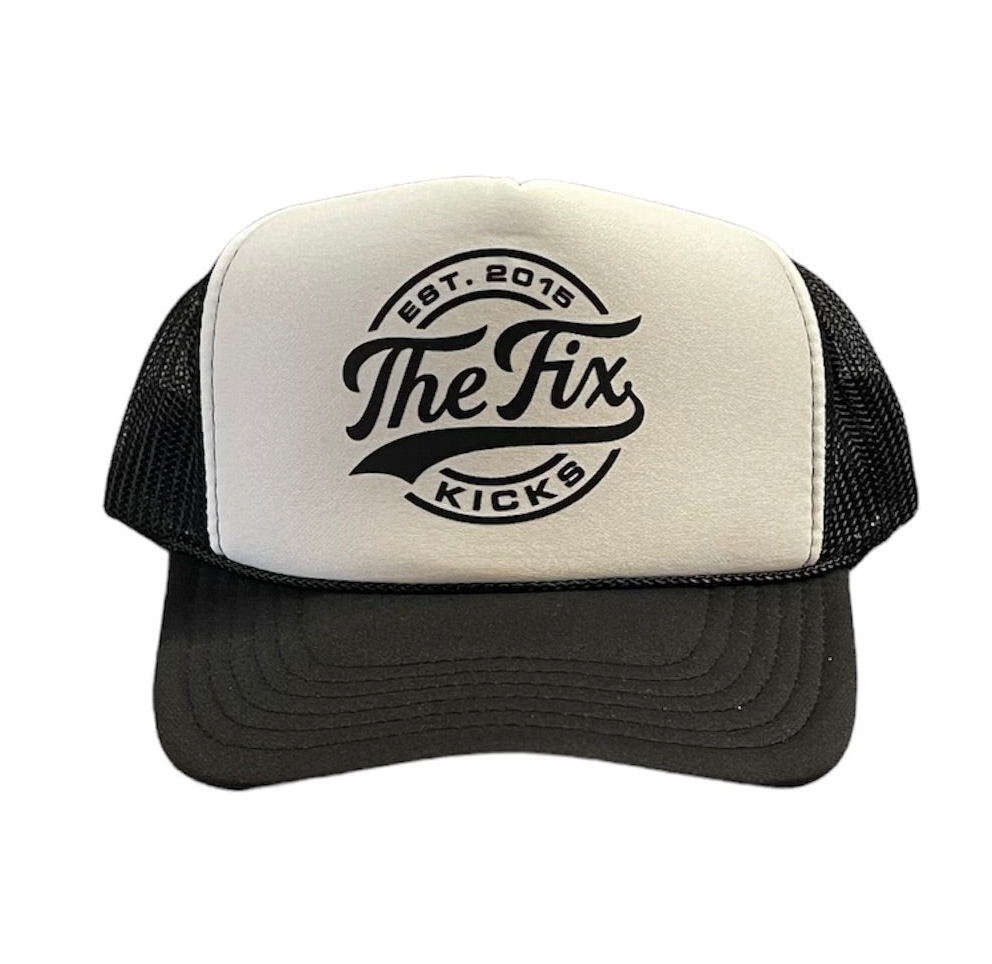 The Fix Kicks Trucker Hat "Stamp" (Black/White) – THE FIX